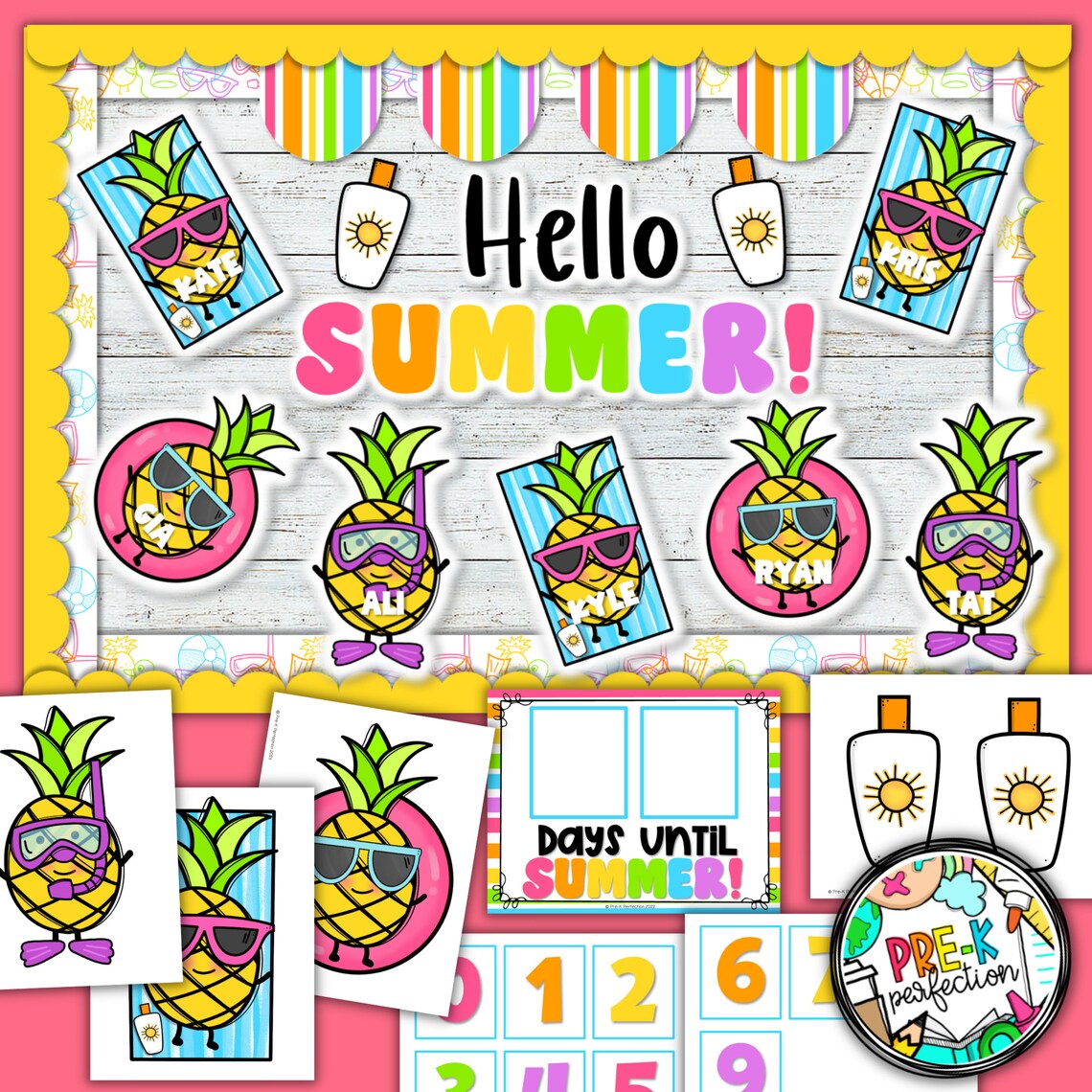 Pineapple Pool Summer Bulletin Board: End of Year Decor (digital ...