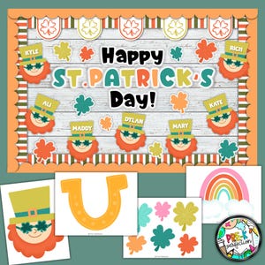 St. Patrick's Day Bulletin Board, Rainbow Decor, Groovy Leprechaun ...