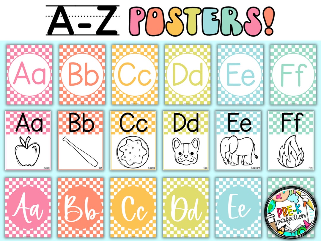 Check Pattern A-Z Posters | Digital Download | 90's Inspired Classroom ...