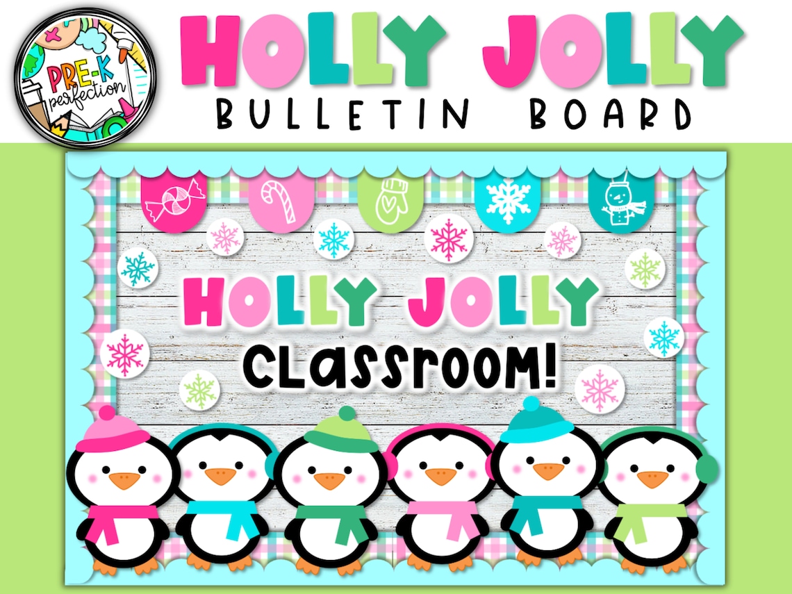 Holly Jolly Classroom Bulletin Board: Winter Holiday Decor (digital ...