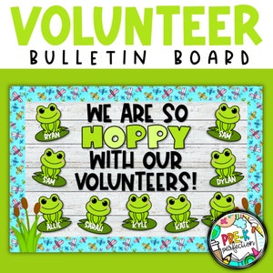 Spring Volunteer Bulletin Board | Frog Bulletin Board | Hoppy Spring ...