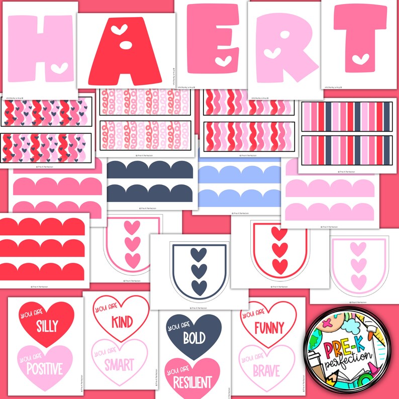 Be Kind Bulletin Board: Valentine's Day Affirmation Hearts (digital ...