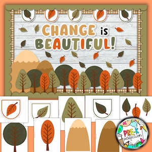 Fall Leaves Bulletin Board | Autumn Trees and Leaves Decor | Fall Scape ...