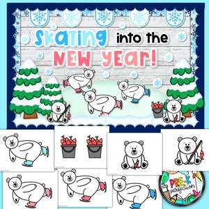 Skating Into Winter Bulletin Board | New Years Bulletin Board | Ice ...
