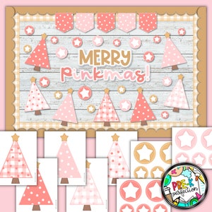 Pink Christmas Tree Bulletin Board | Merry Christmas Bulletin Board ...