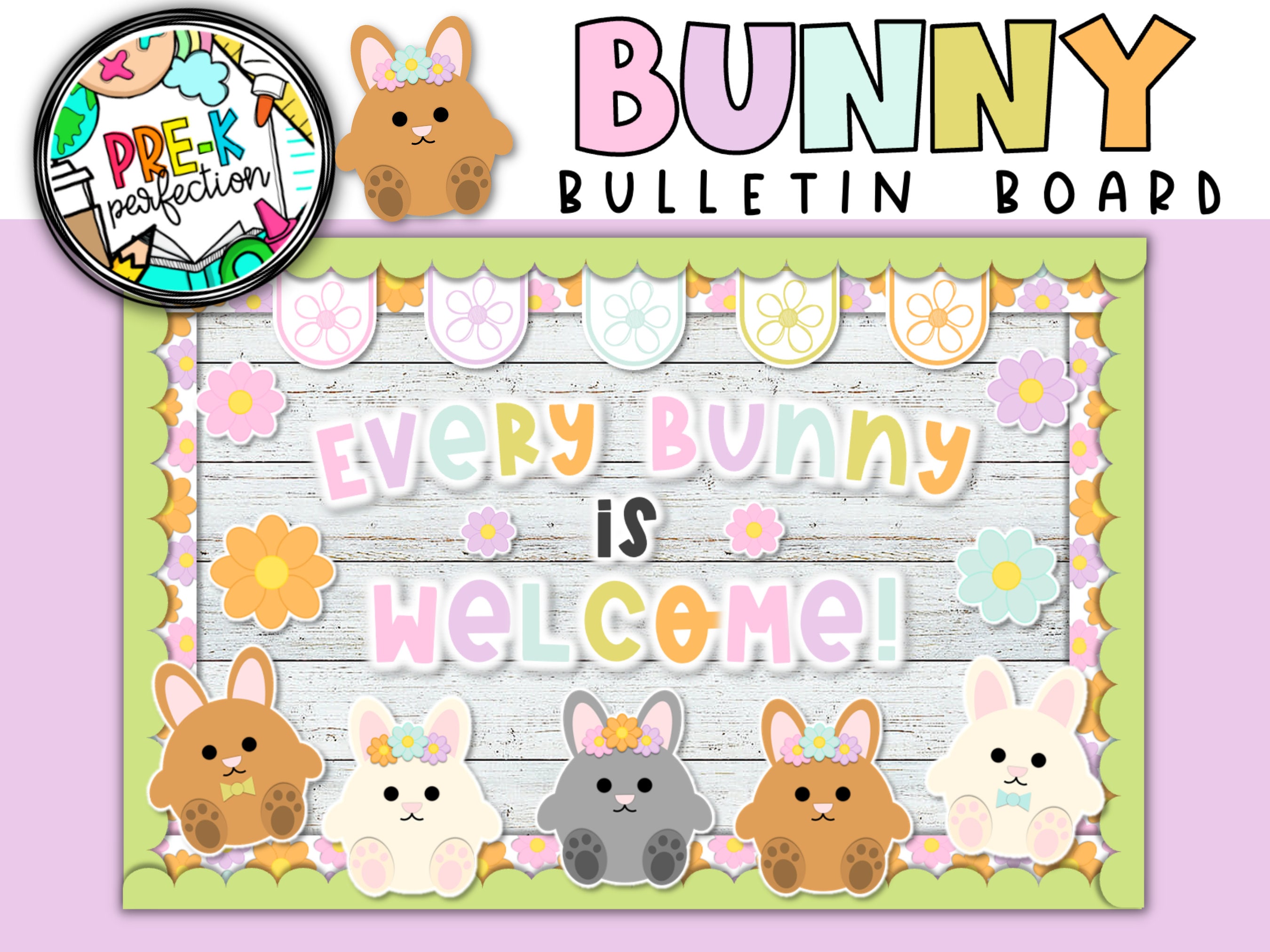 Easter Bunny Bulletin Board Kit: Classroom Spring Decor (digital ...