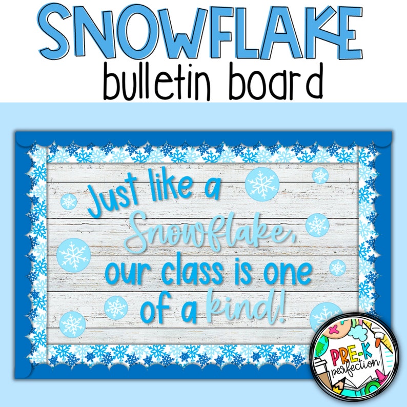 Snowflake Winter Bulletin Board Kit: Snowy Classroom Decor (digital ...