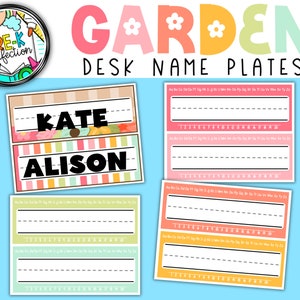 Garden Classroom Decor | Desk Name Plates | Flower Garden Decor - Etsy