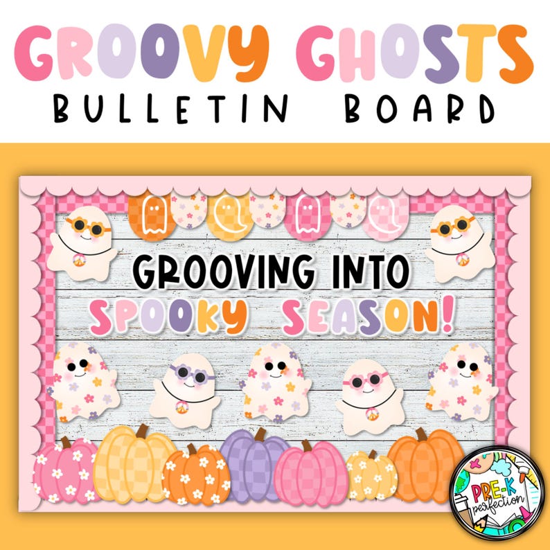 Retro Halloween Ghost Bulletin Board Kit (digital Download) - Etsy