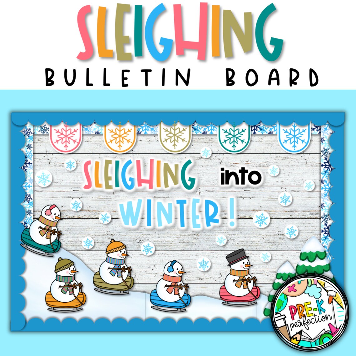 Sleighing Snowmen Winter Bulletin Board Decor (digital Download) - Etsy