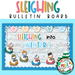 Sleighing Into Winter Bulletin Board | New Years Bulletin Board ...