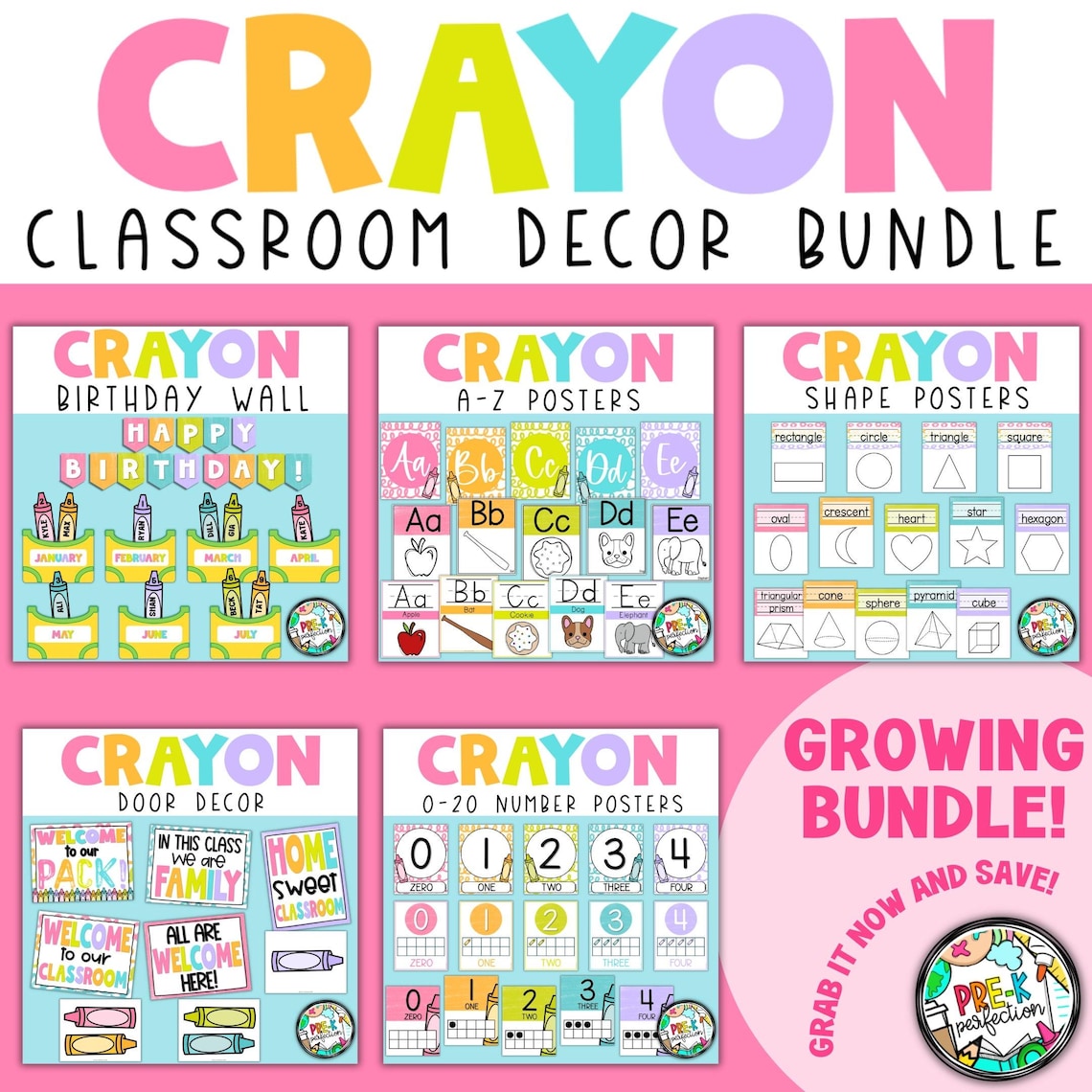 Crayon Classroom Decor Bundle: Bright Posters (digital Download) - Etsy