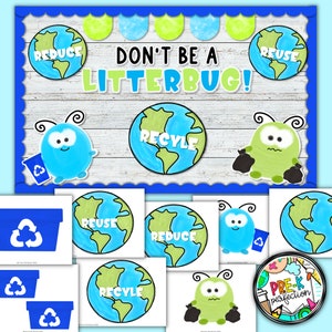 Litterbug Bulletin Board | Earth Day Decor | Be a Recycle Bug | Earth ...
