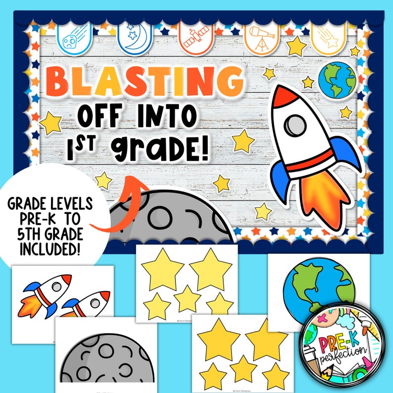 Rocket Ship Bulletin Board: Outer Space Classroom Decor (digital ...