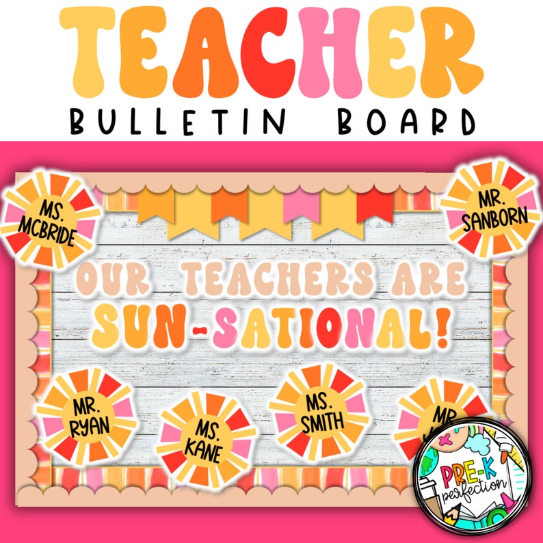 Teacher Appreciation Bulletin Board: Sun-sational Decor (digital ...