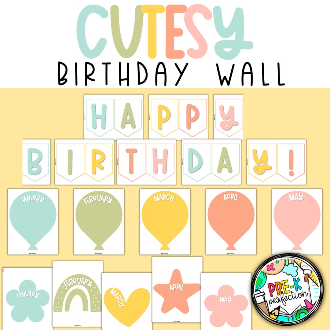 Cutesy Pastel Classroom Decor | Birthday Wall Decor | Pastel Doodle ...