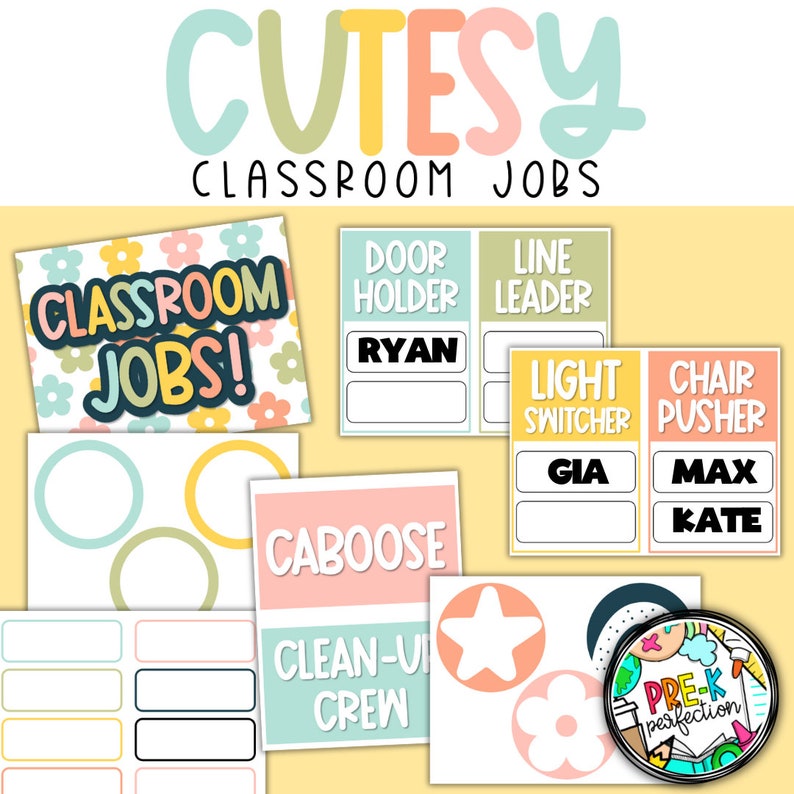 Pastel Doodle Classroom Jobs Decor (digital Download) - Etsy