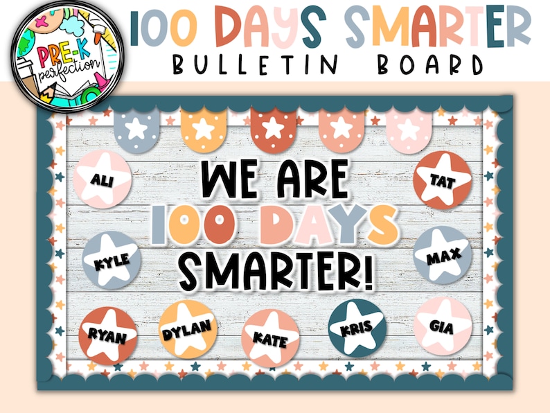 100th Day of School Bulletin Board: Boho Star Decor (digital Download ...
