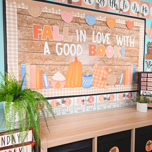 Cozy Fall Book Bulletin Board Kit: Boho Classroom Decor (digital ...