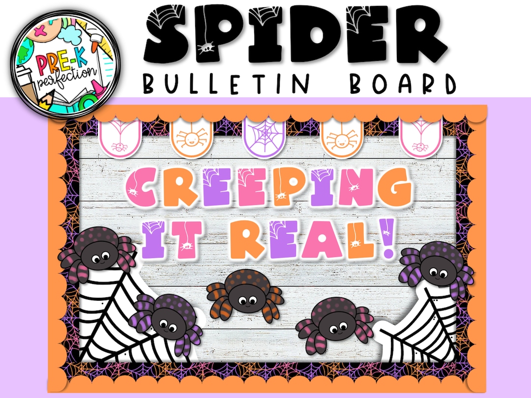 Halloween Spider Bulletin Board | Spider Decor | Creeping It Real Decor ...