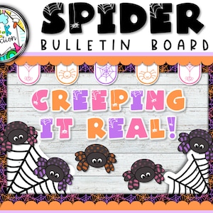 Halloween Spider Bulletin Board | Spider Decor | Creeping It Real Decor ...