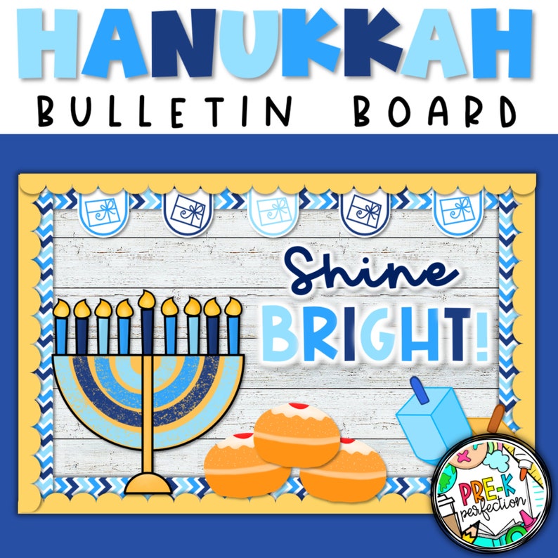 Happy Hanukkah Bulletin Board Kit: Shine Bright Holiday Decor (digital ...