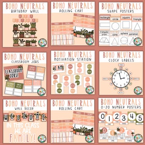 Boho Neutrals Classroom Decor Bundle: Earthy Plant Theme (digital ...