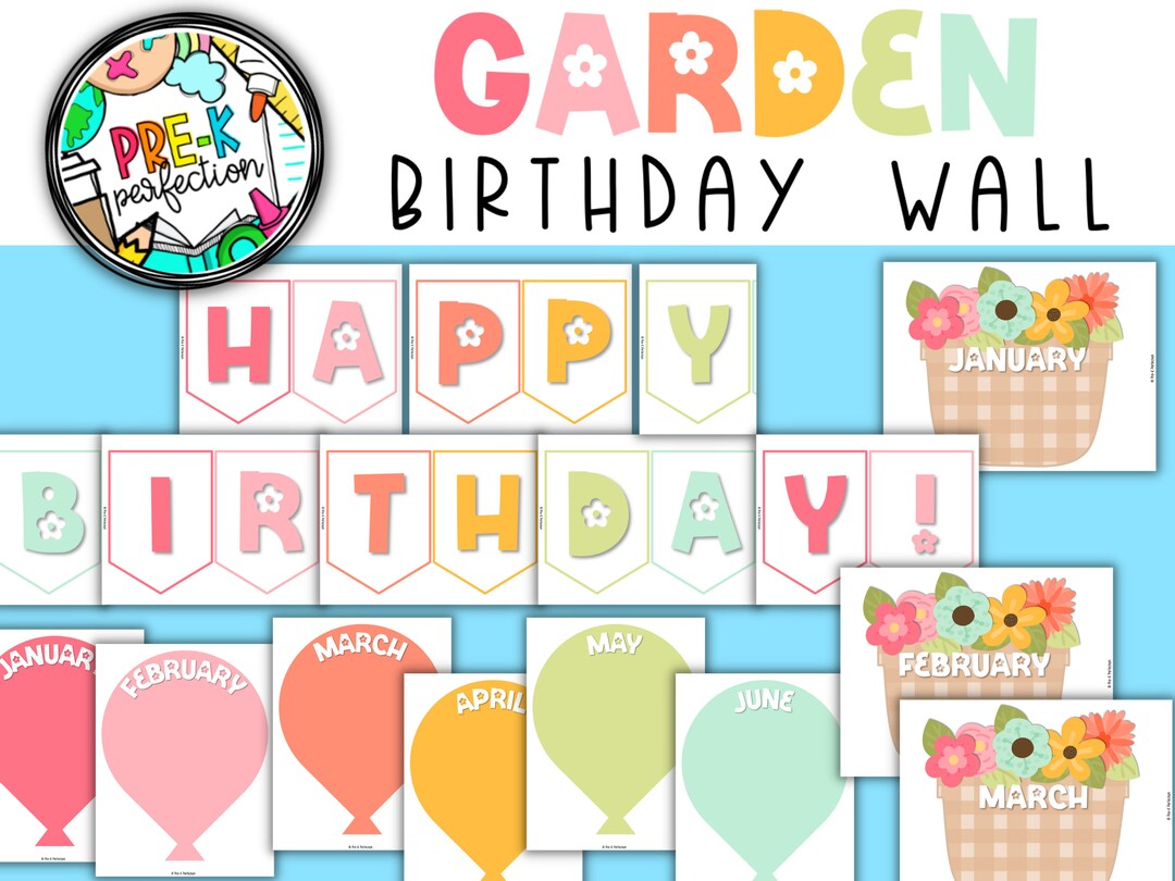 Garden Classroom Decor | Birthday Wall Display | Flower Basket Birthday ...