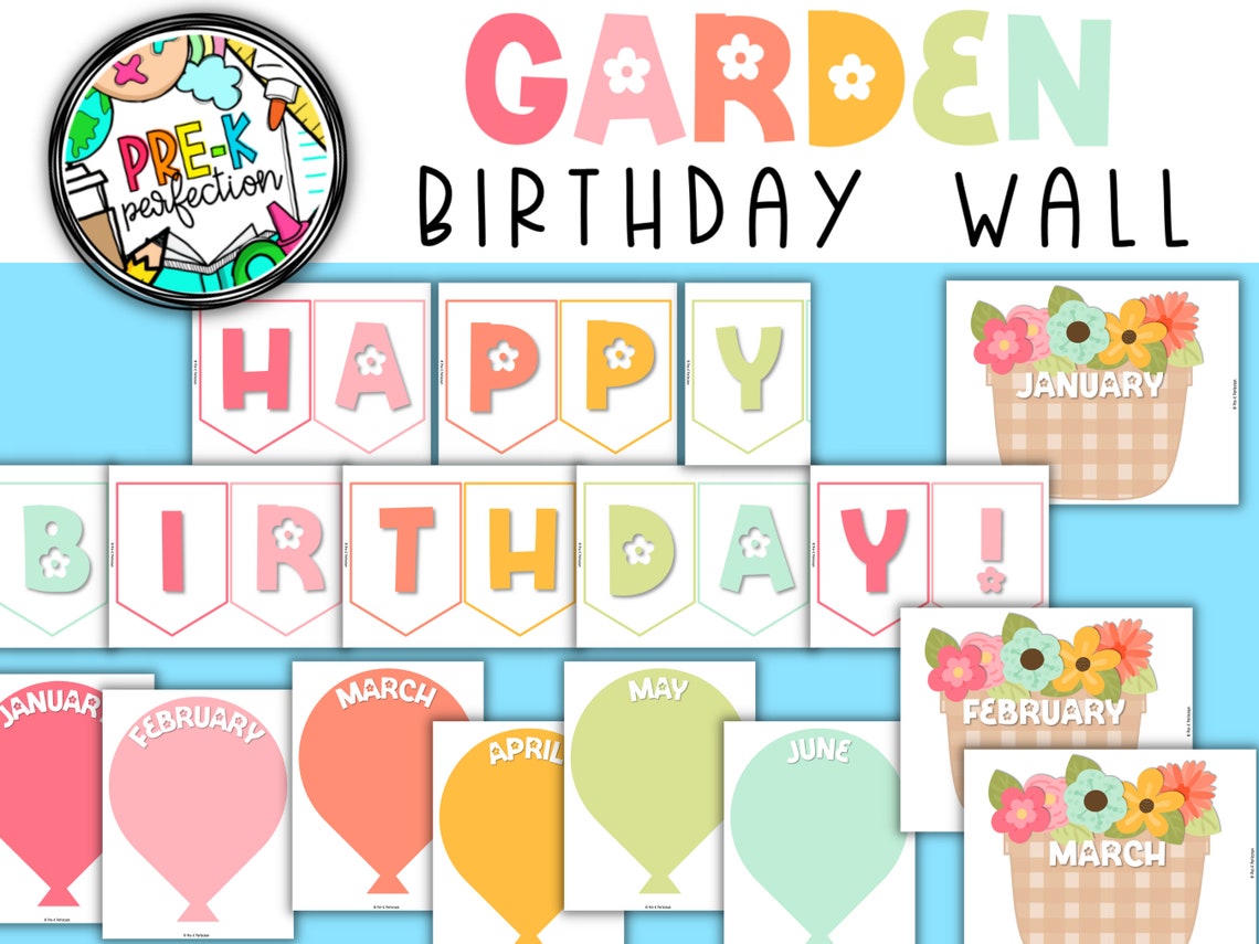 Garden Birthday Wall Display: Flower Classroom Decor (digital Download ...