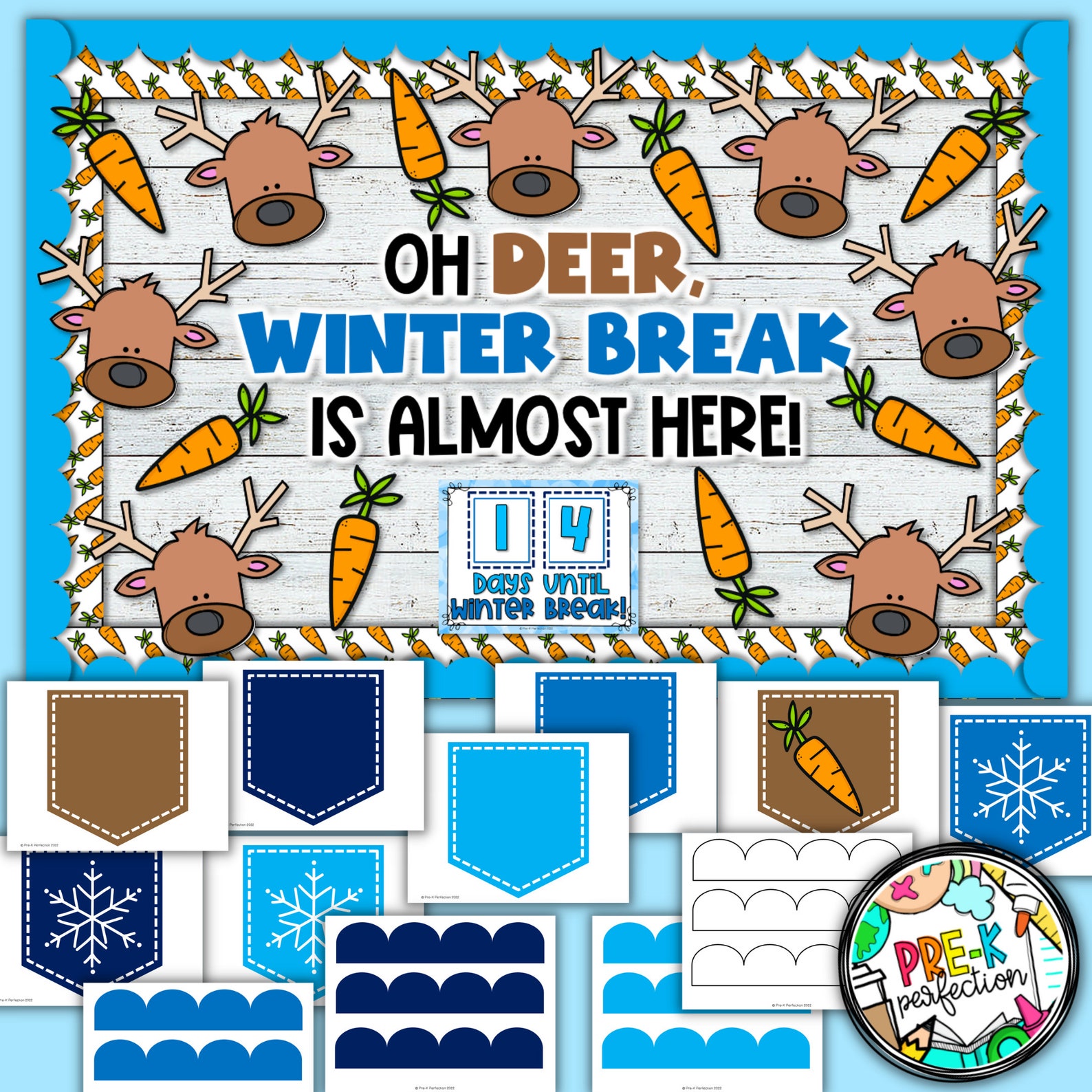 Winter Break Countdown Reindeer Bulletin Board Winter - Etsy