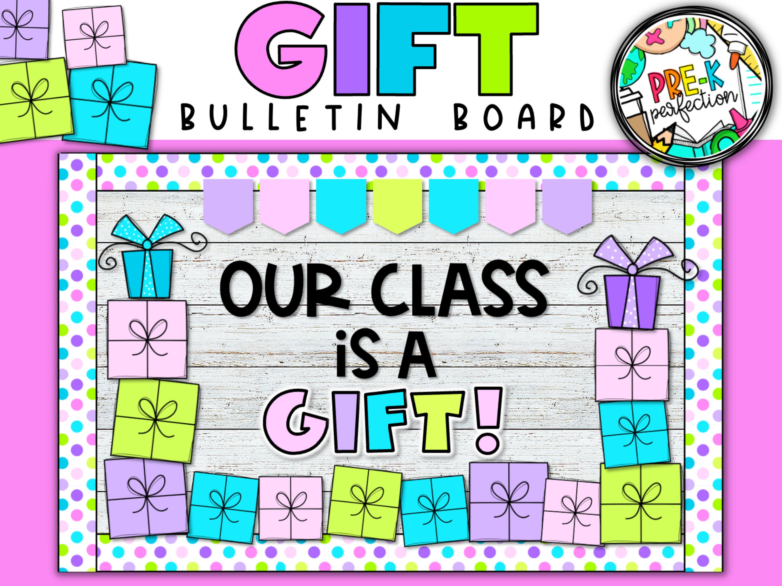 Christmas Bulletin Board Kit: Colorful Gift Theme (digital Download) - Etsy