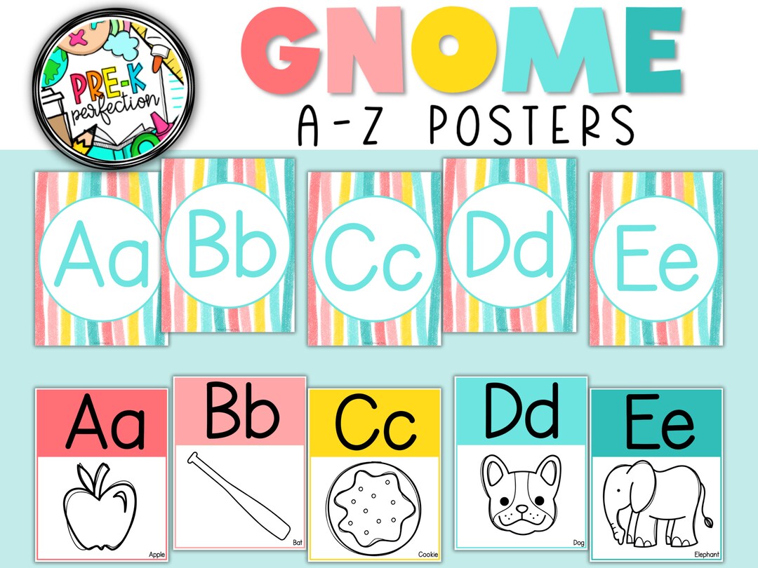 GNOME Classroom Decor THEME | Classroom A-Z Letter Posters | Polka Dot ...