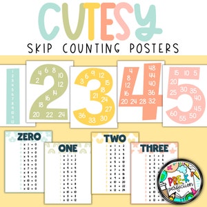 CUTESY Classroom Decor | Skip Counting Posters | Pastel Doodle Decor ...