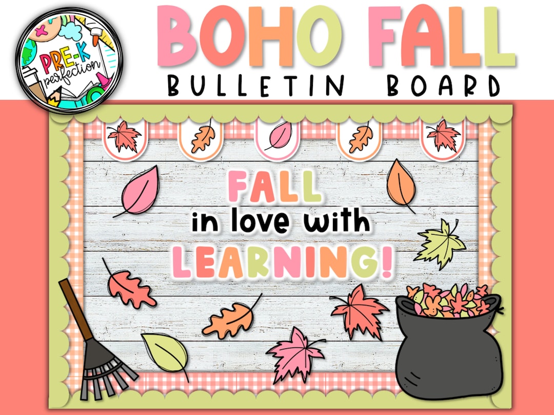 BOHO Fall Leaves Bulletin Board | Pastel Fall Decor | Autumn Bulletin ...