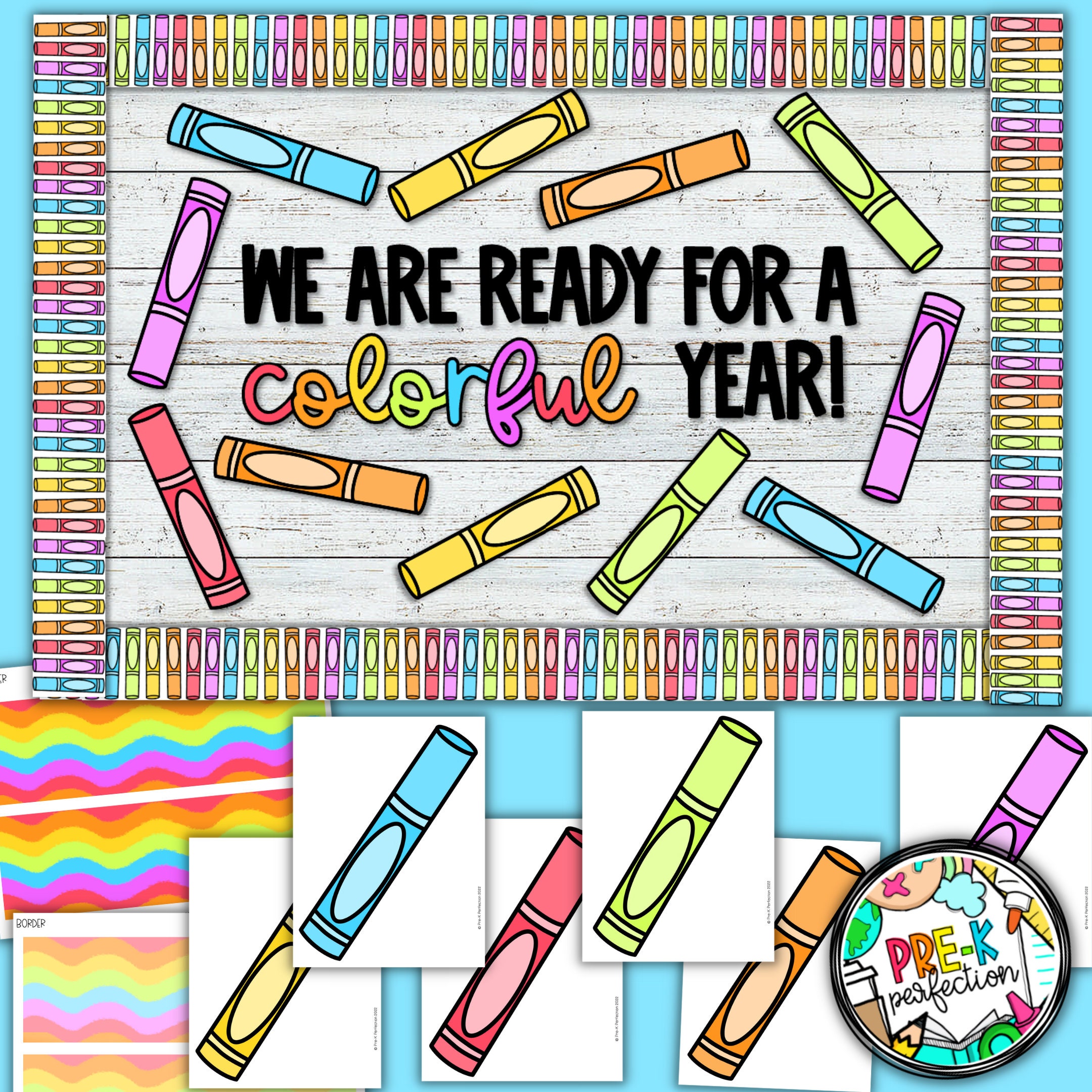 First Day of School Bulletin Board Kit: Rainbow Marker Theme (digital ...