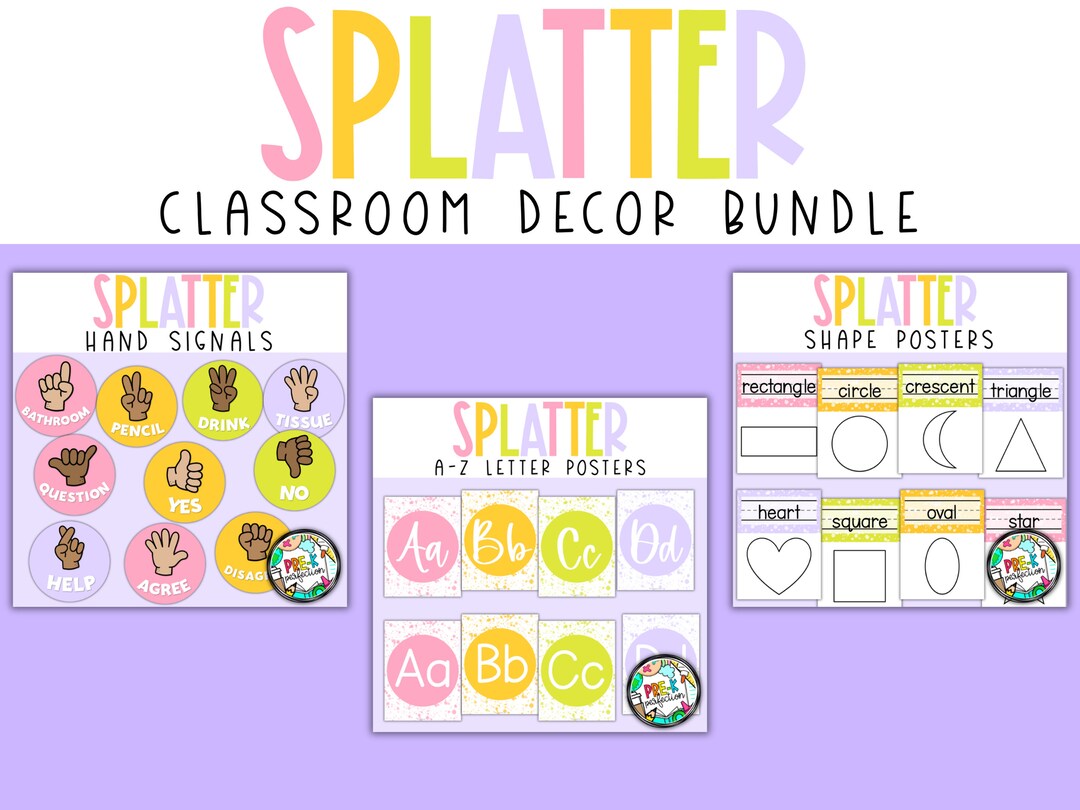 Pastel Splatter Classroom Decor Bundle | Terrazzo Inspired Decor - Etsy
