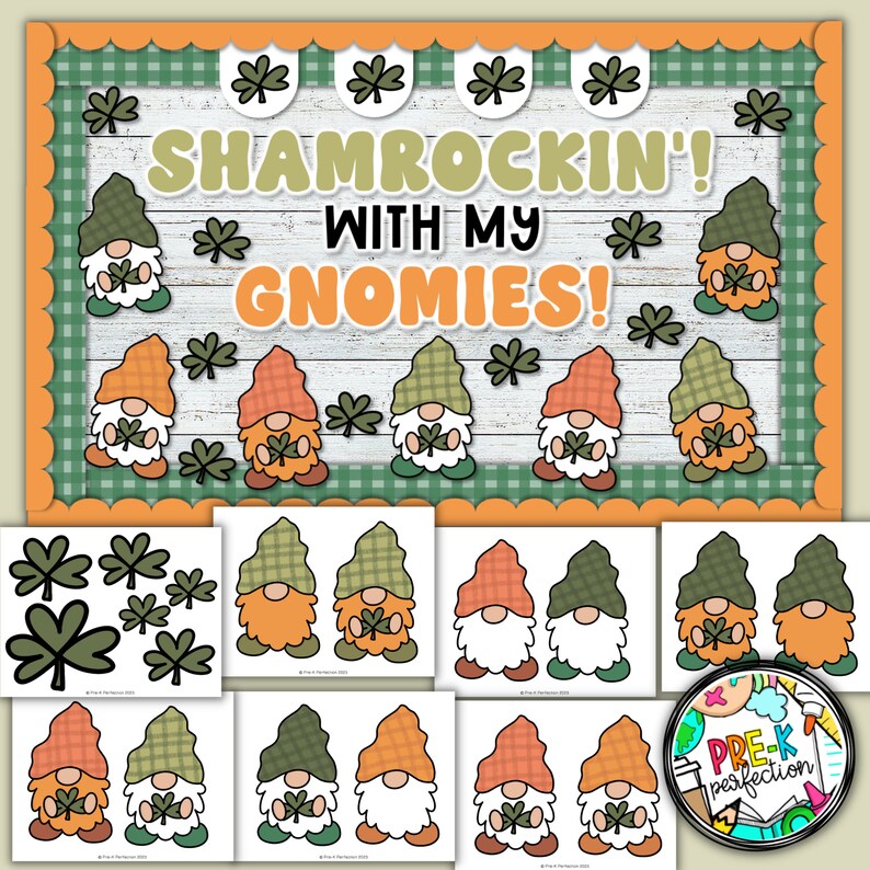 St Patrick's Day Gnome Bulletin Board Kit: Classroom Decor (digital ...