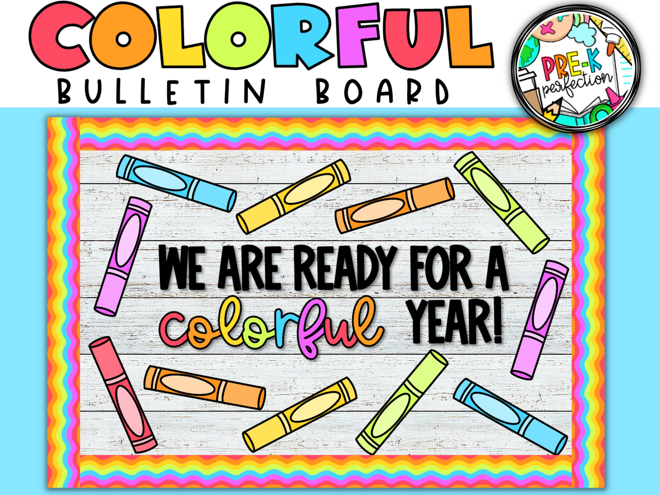 First Day of School Bulletin Board Kit: Rainbow Marker Theme (digital ...