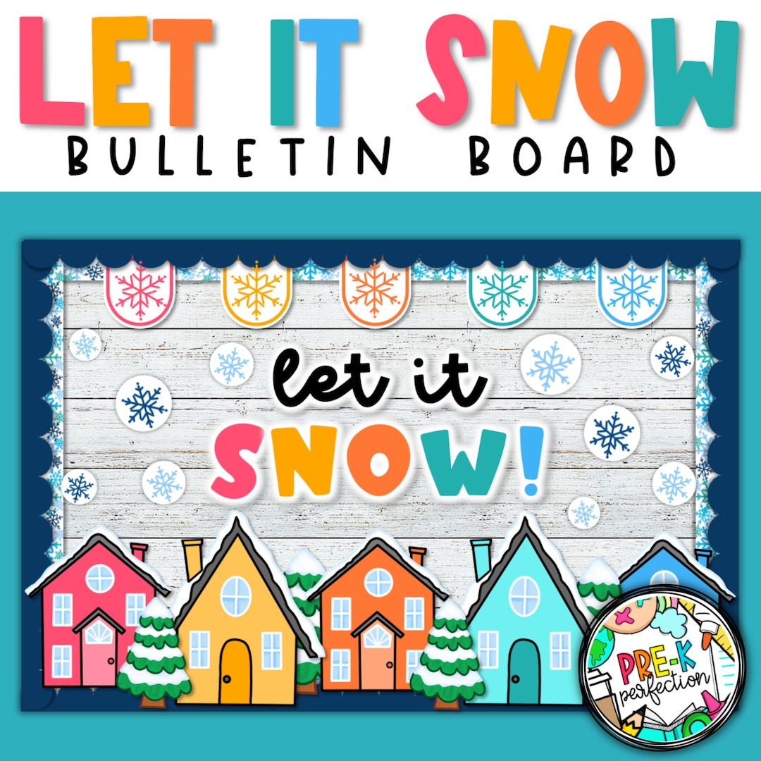 Let It Snow Bulletin Board | Winter Bulletin Board | Winter Houses - Etsy