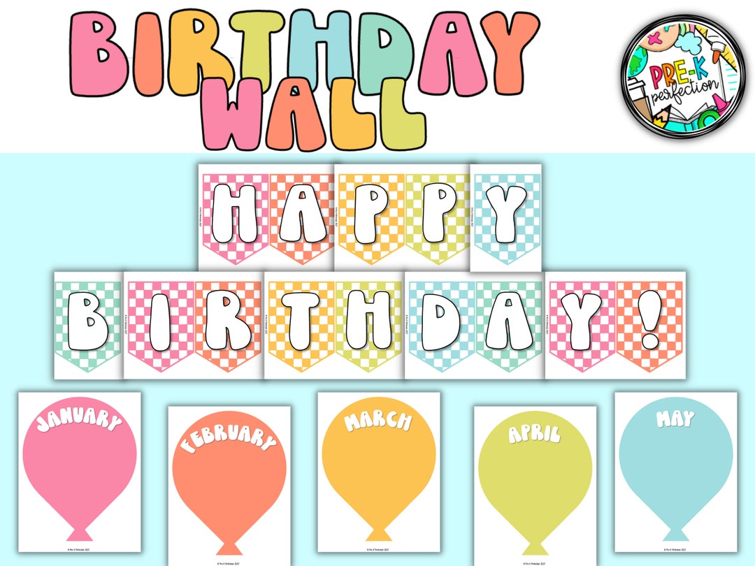 Checkered Birthday Wall Decor: 90's Classroom Theme (digital Download ...