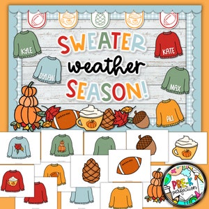 Autumn Sweater Bulletin Board | Fall Sweater Bulletin Board - Etsy