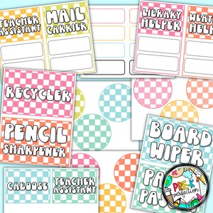 Y2K Checkered Chick CLASSROOM JOBS | Groovy Decor | Classroom Job ...