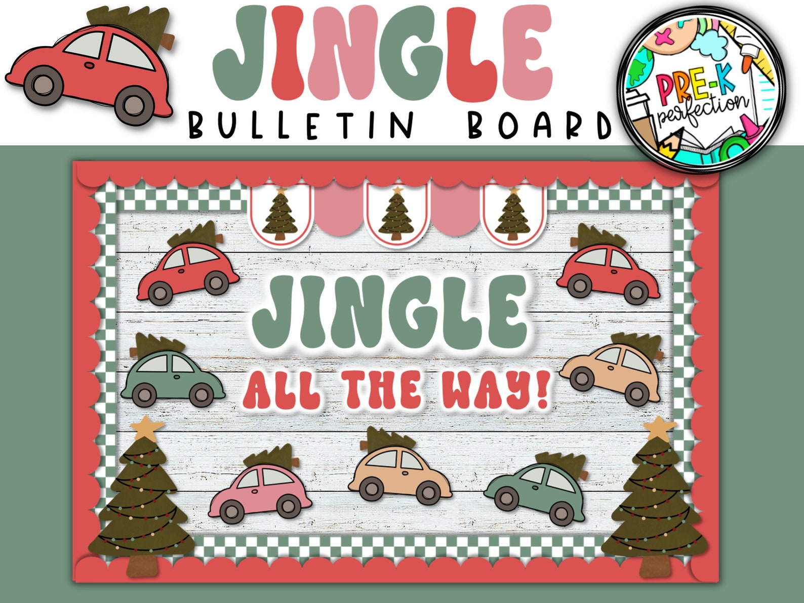 Boho Retro Christmas Bulletin Board Jingle All the Way - Etsy