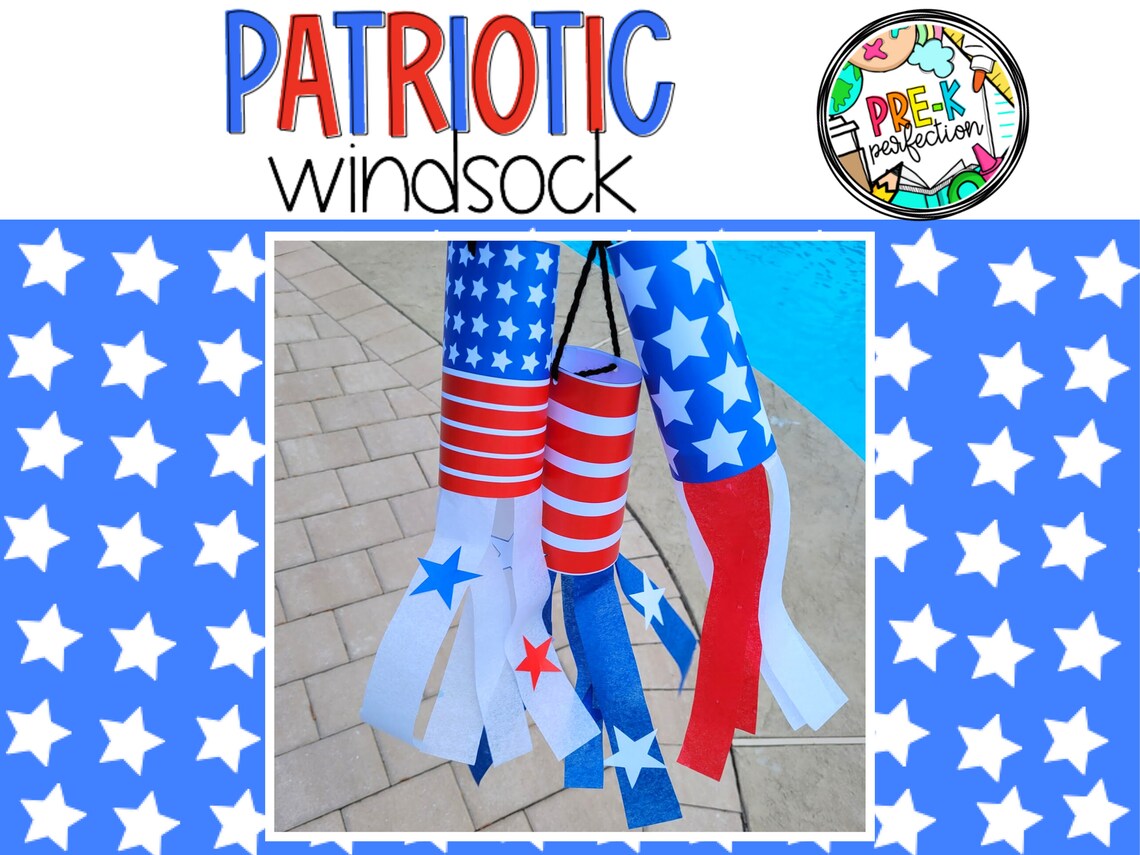 American Flag Paper Windsock Memorial Day Fourth of July - Etsy