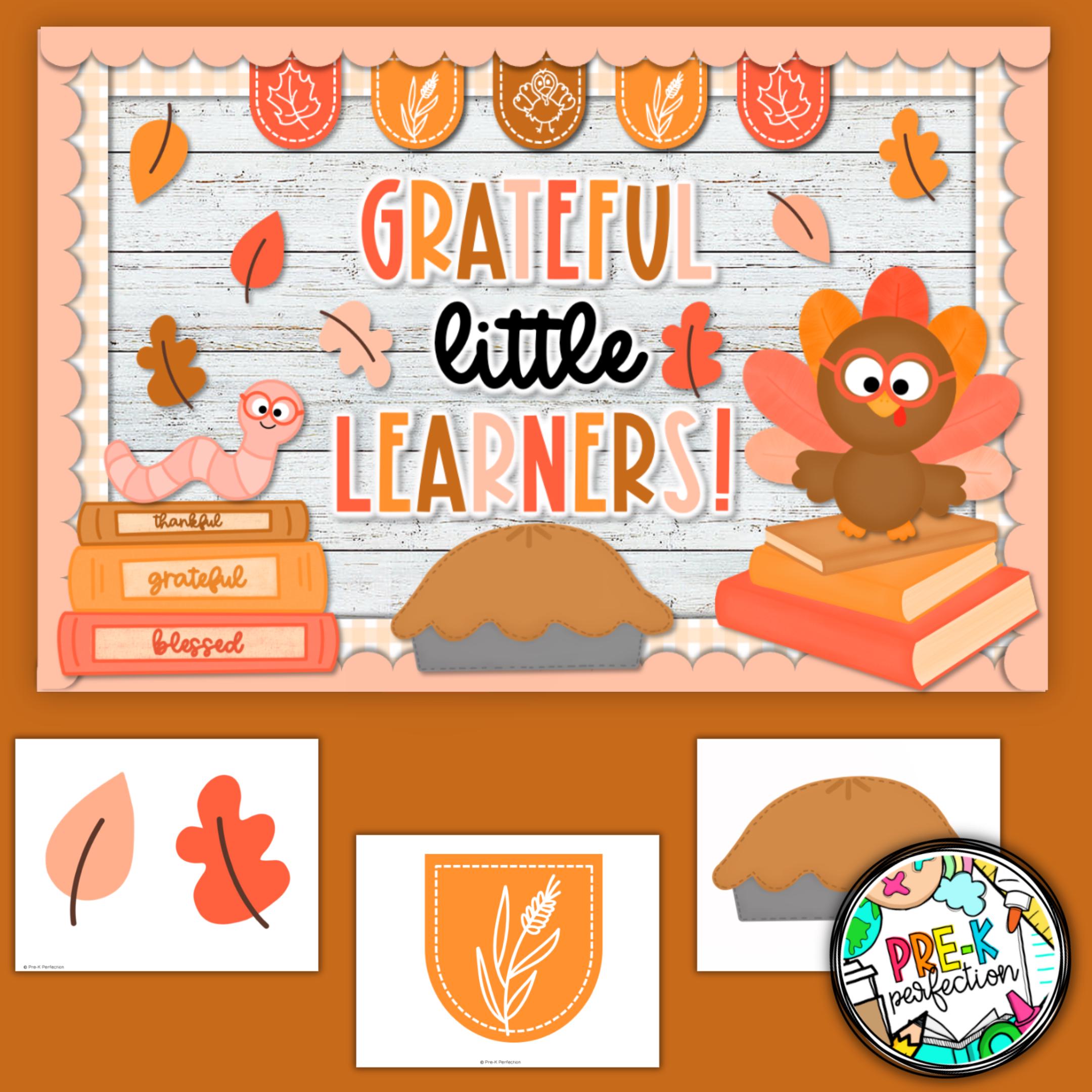 Thanksgiving Bulletin Board Kit: Grateful Little Readers (digital ...