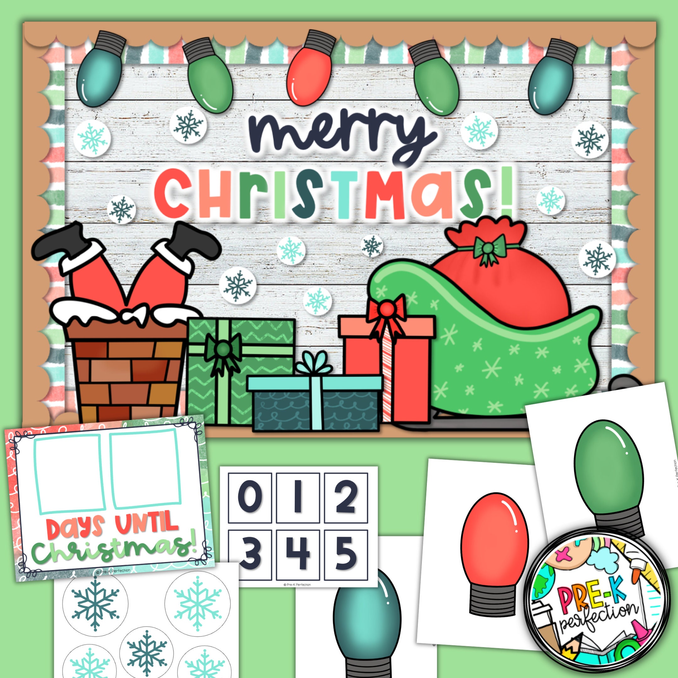 Santa Christmas Bulletin Board Kit: Holiday Classroom Decor (digital ...