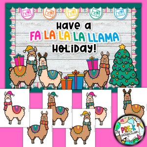Christmas Llama Bulletin Board | Holiday Board | Fa La La Llama Decor ...