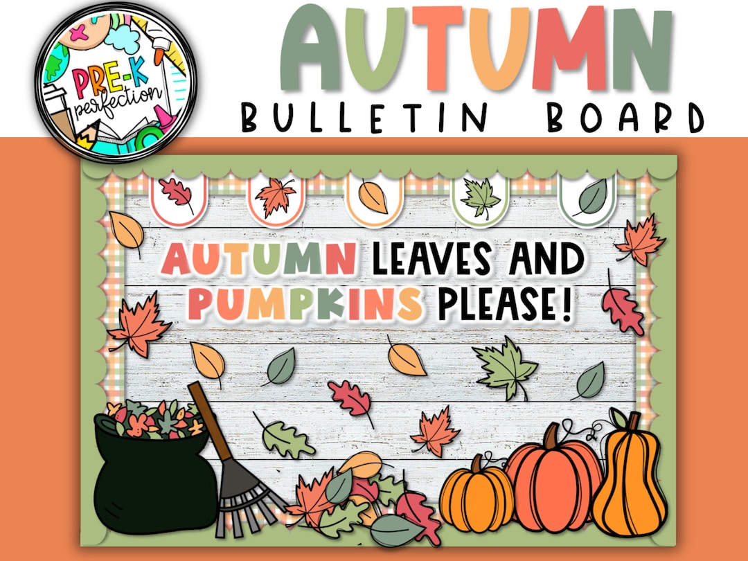 Autumn Leaves Bulletin Board | Pumpkin Fall Decor | Fall Bulletin Board ...