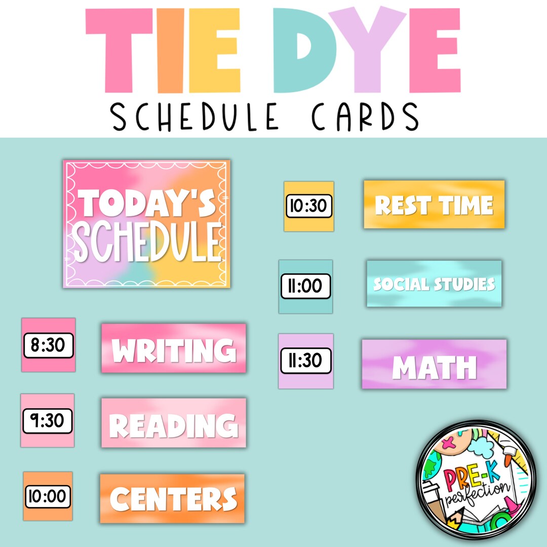 Tie Dye Classroom Decor | EDITABLE Schedule Cards | Rainbow Tie Dye ...