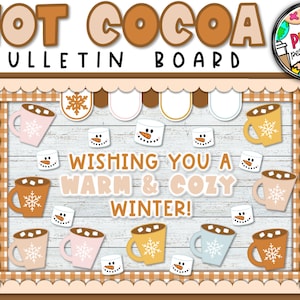 Hot Cocoa Bulletin Board Boho Winter Bulletin Board Warm and Cozy ...